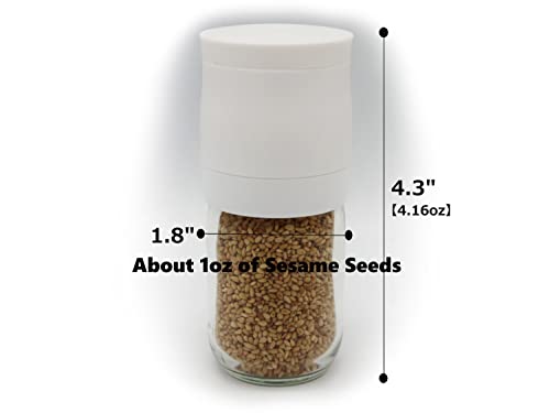 Glass Sesame Seed Grinder, Durable Sesame Mill, (Capacity: About 1oz of Sesame Seeds) Made in Japan (White)