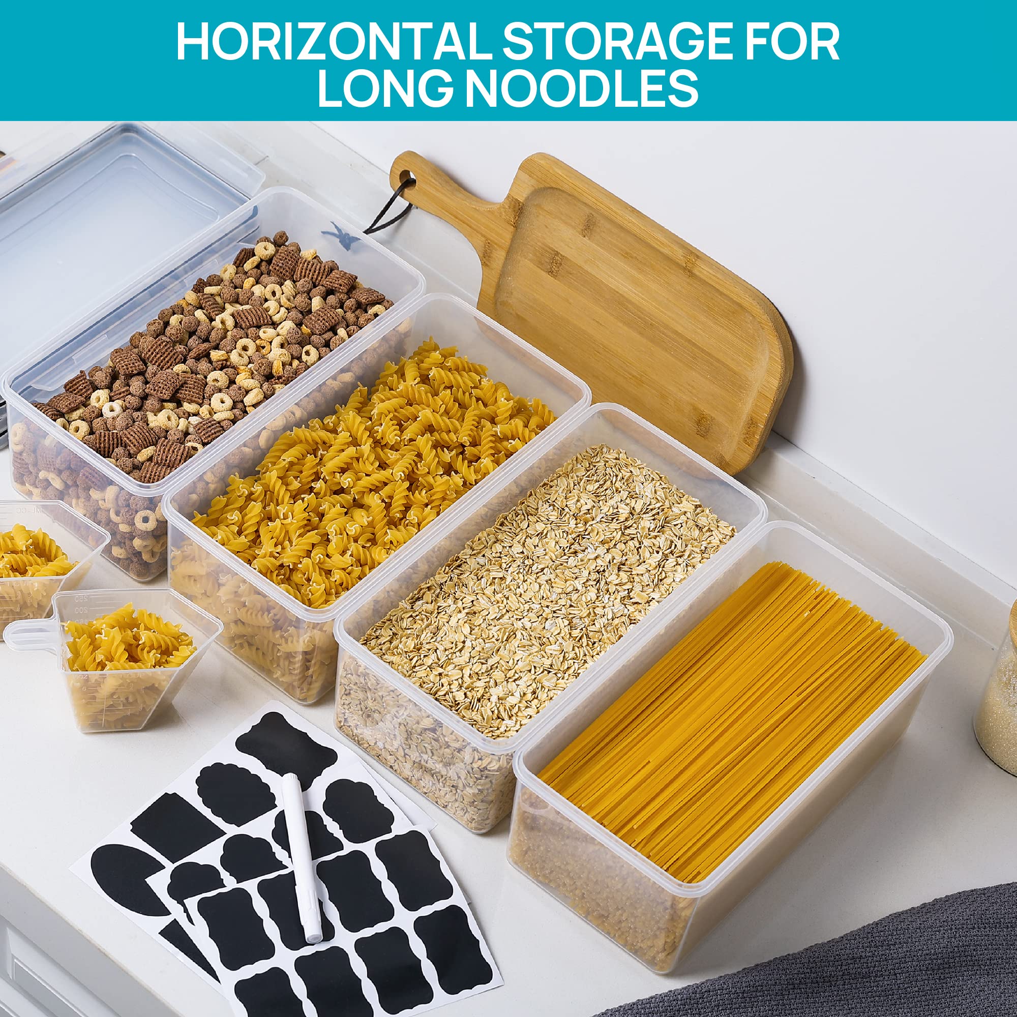 Vtopmart Airtight Food Storage Containers with Lids 2PCS Set 3.2L, Plastic Spaghetti Container for Pasta organizer, BPA Free Air Tight House Kitchen Pantry Organization and Storage
