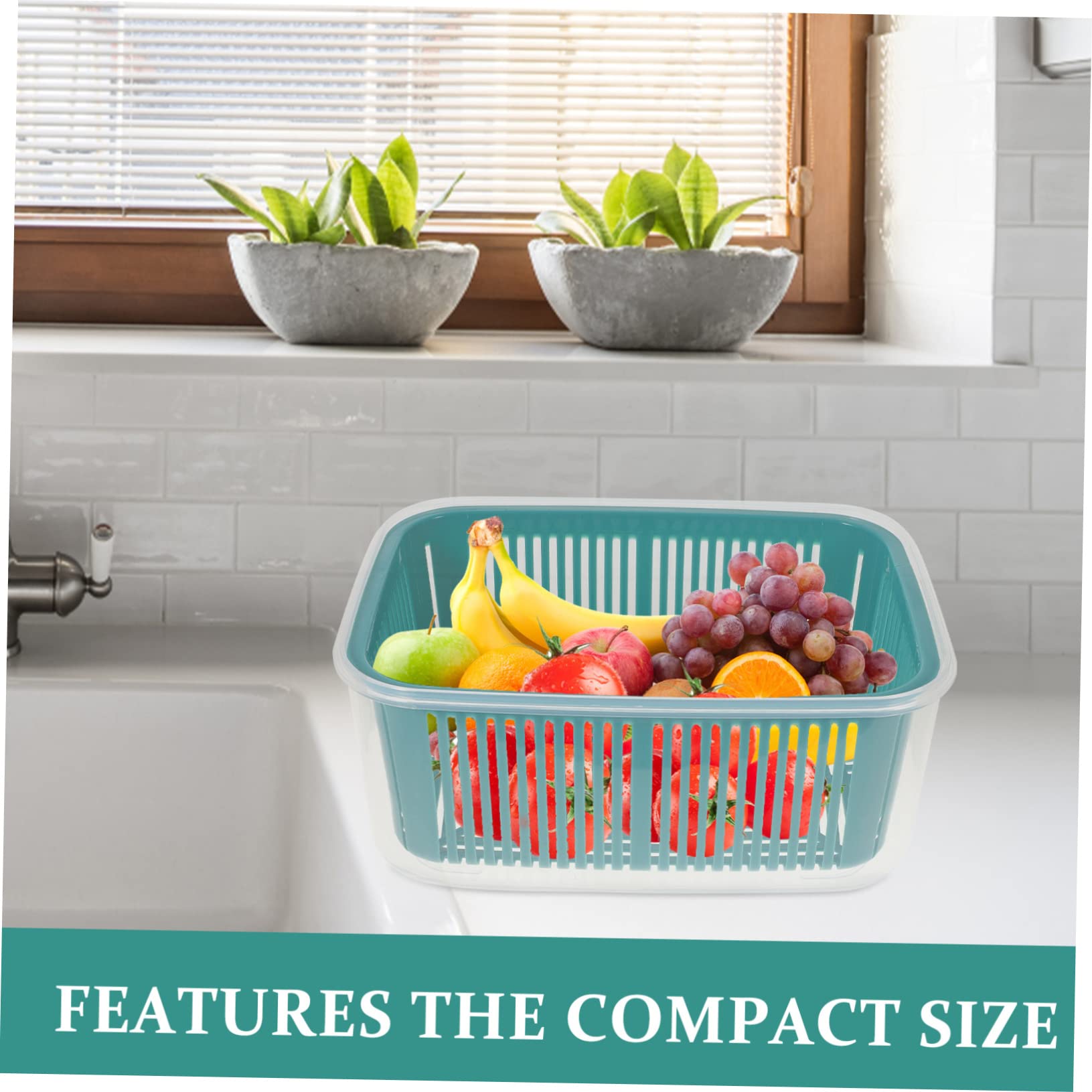UPKOCH 2pcs Box Refrigerator Storage Box Cereal Container Food Storage Box Glass Food Containers Fruit Drain Storage Box Sink Strainer Basket Fridge Strainer Box Fresh Box Drain Fruit Box