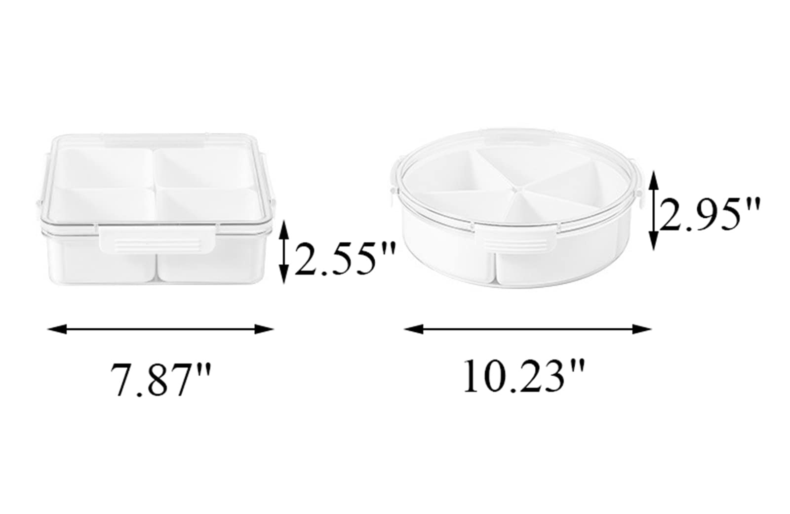 Lumista Divided Serving Tray with Lid, 5 Compartment Food Storage Containers, Picnic Serving tray for Home, Kitchen, Work and School