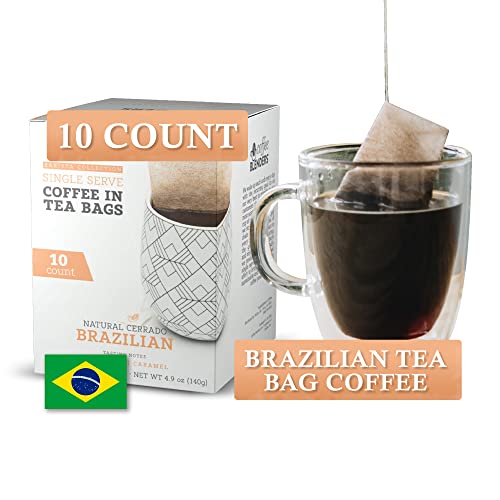 Coffee Blenders Tea Bag Coffee - Brazilian Flavor 10 Count Single Serve Instant Coffee, Portable Drip T-Bag Packets, Convenient Fast Fresh Simple
