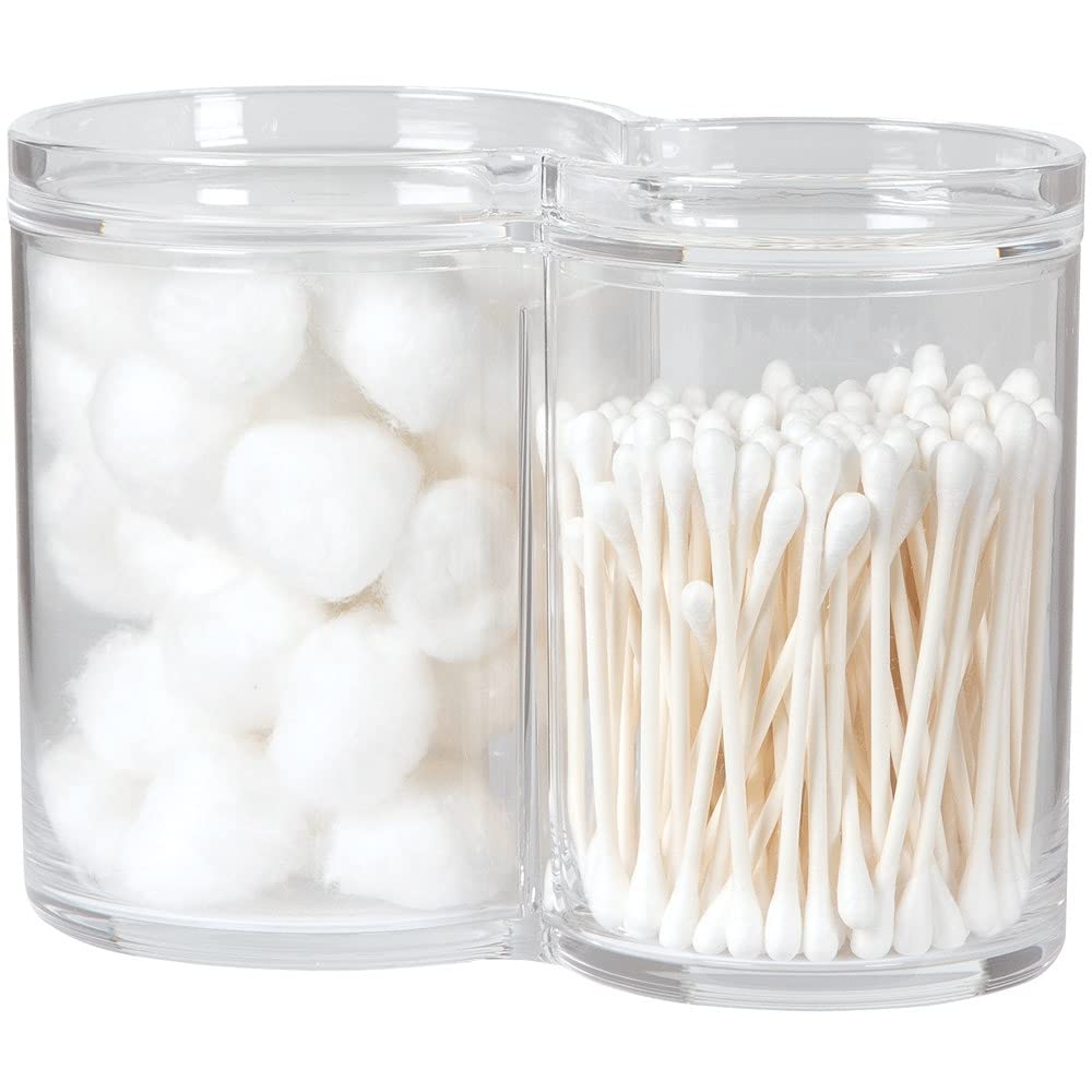 ForPro Professional Collection Acrylic Apothecary Double Canister Set, 28 Oz and 20 Oz Storage Container for Bathroom, Kitchen and Office, 6.25" x 3.7" x 4.6"