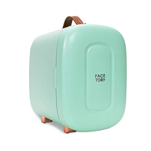 FACETORY Mint Skincare Fridge- Ice Cream Series- 5 Liters with LED Light, Temperature Display, Silent Mode for Dorm Room, Bedroom, Office