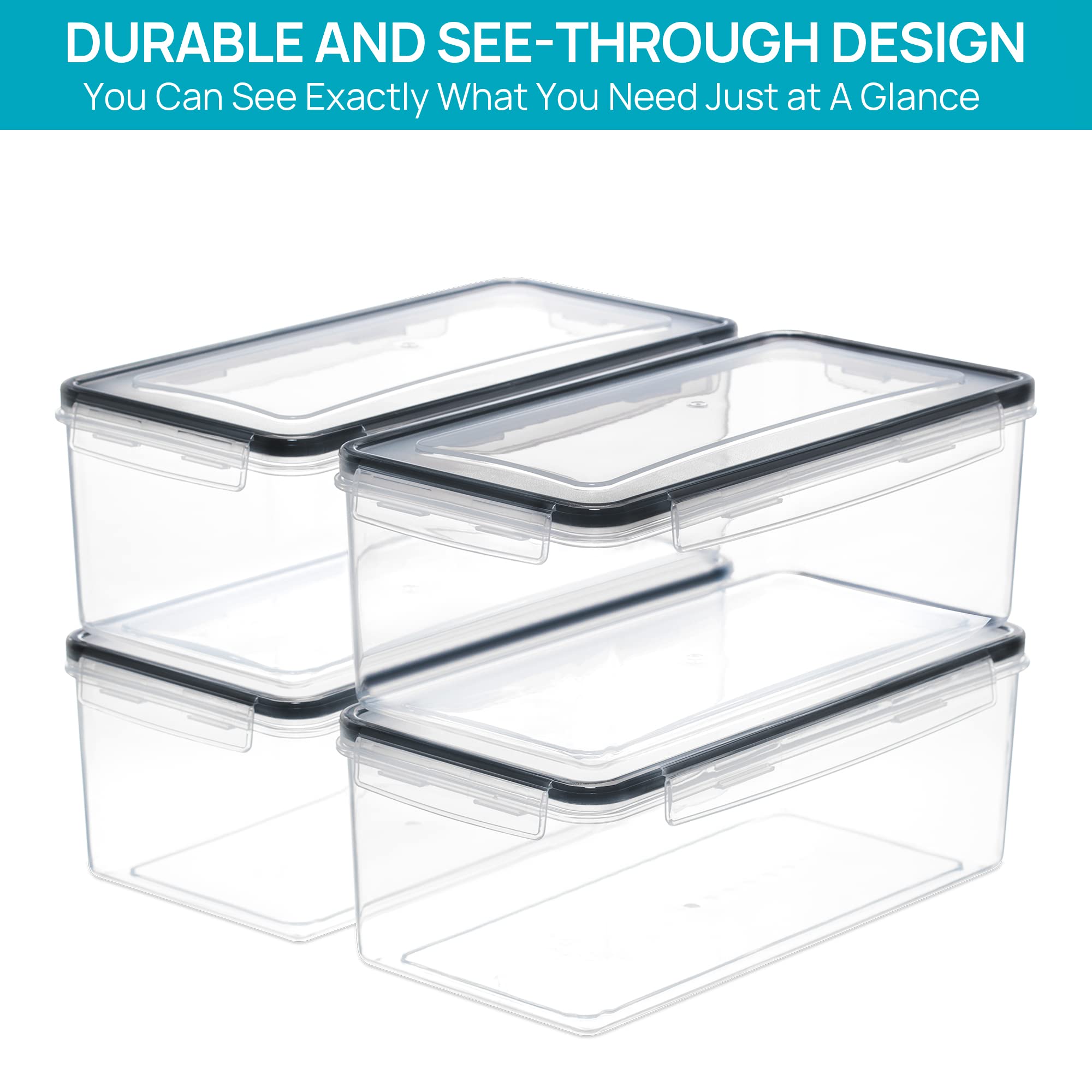 Vtopmart Airtight Food Storage Containers with Lids 2PCS Set 3.2L, Plastic Spaghetti Container for Pasta organizer, BPA Free Air Tight House Kitchen Pantry Organization and Storage