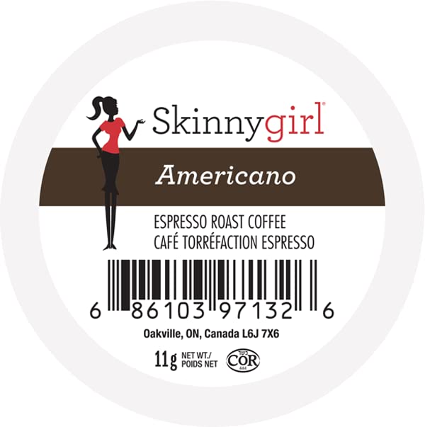 Skinnygirl Coffee Pods, Americano, Espresso Roast Coffee in Single Serve Pods for Keurig K Cups Brewers, 24 Count Per Box, 2 Boxes