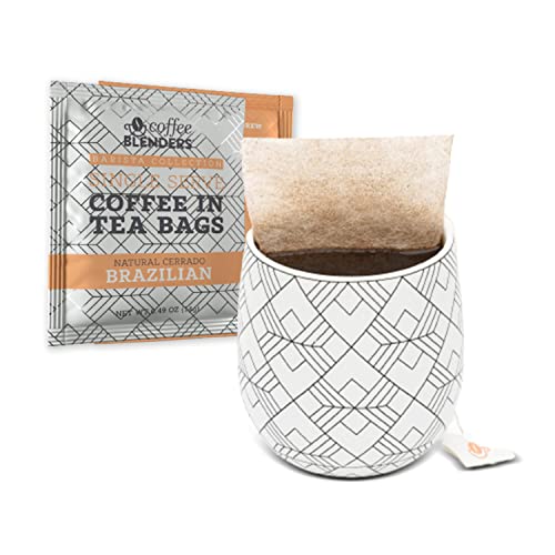 Coffee Blenders Tea Bag Coffee - Brazilian Flavor 10 Count Single Serve Instant Coffee, Portable Drip T-Bag Packets, Convenient Fast Fresh Simple