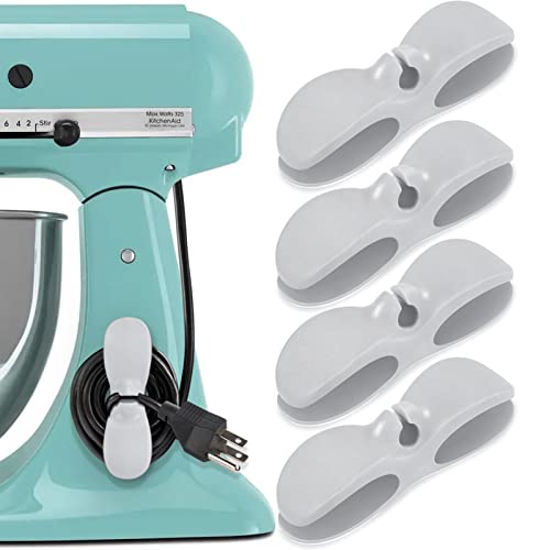 SisBroo Cord Organizer for Appliances, 4PCS Kitchen Appliance Cord Winder Cable Organizer, Cord Holder Cord Wrapper for Appliances Stick on Pressure Cooker, Mixer, Blender, Coffee Maker, Air Fryer