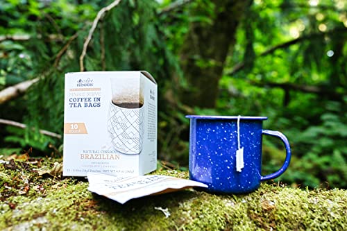 Coffee Blenders Tea Bag Coffee - Brazilian Flavor 10 Count Single Serve Instant Coffee, Portable Drip T-Bag Packets, Convenient Fast Fresh Simple