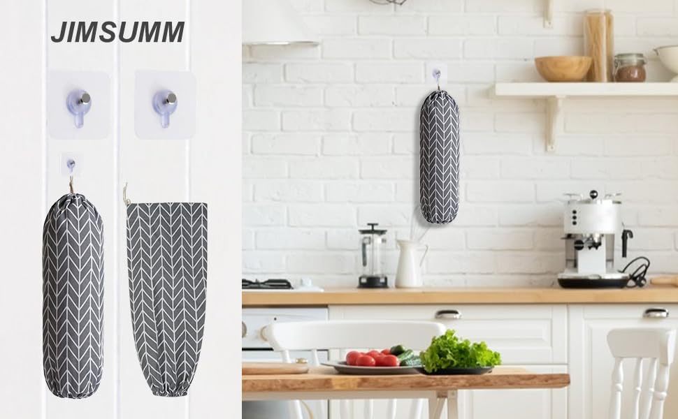 2 Pcs Plastic Bag Holder, JIMSUMM Wall Mount Plastic Bag Organizer, Washable Large Grocery Bag Storage Dispenser, Shopping Bags Carrier for Home Kitchen Travelling, 22x9 in shopping bag carrier (Gray)