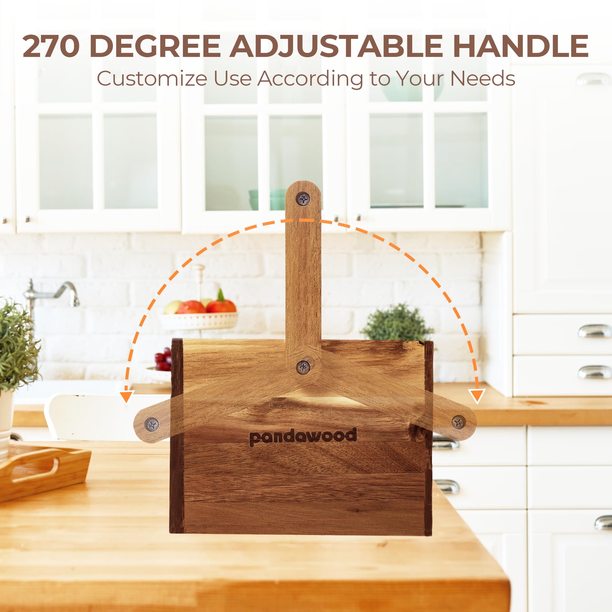 PANDAWOOD Acacia Wood Silverware Caddy - Outdoor Utensil Holder for Parties, Camping & Picnics
