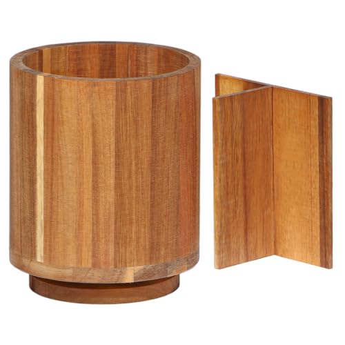 Acacia Wood Utensil Holder for Countertop 360° Rotating Cooking wooden Utensils Crock for Kitchen Counter Farmhouse Spatula Holder Kitchen Utensil Storage Organizer Storage Caddy