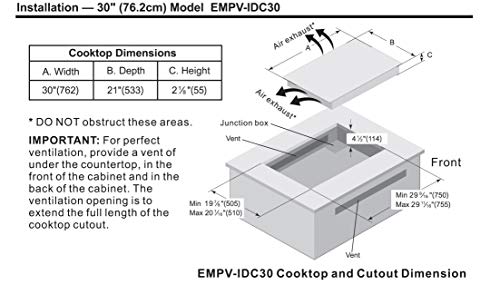 Empava 30” Induction Cooktop Electric Stove Black Vitro Ceramic Smooth Surface Glass EMPV-IDC30