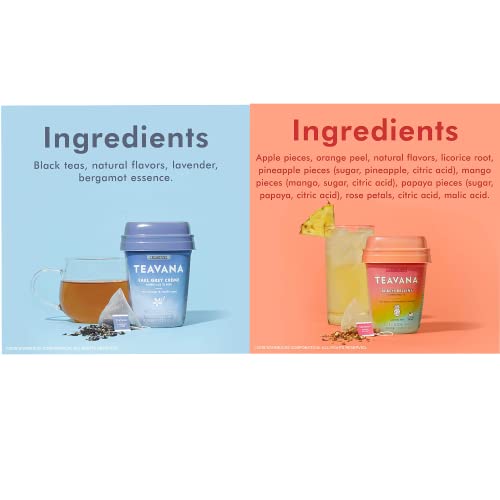 Teavana Earl Grey Crème and Beach Bellini, Finest Teas - 15/12 Sachets Each (27 Total) Plus Bools Pure Honey Clover Sticks (10)