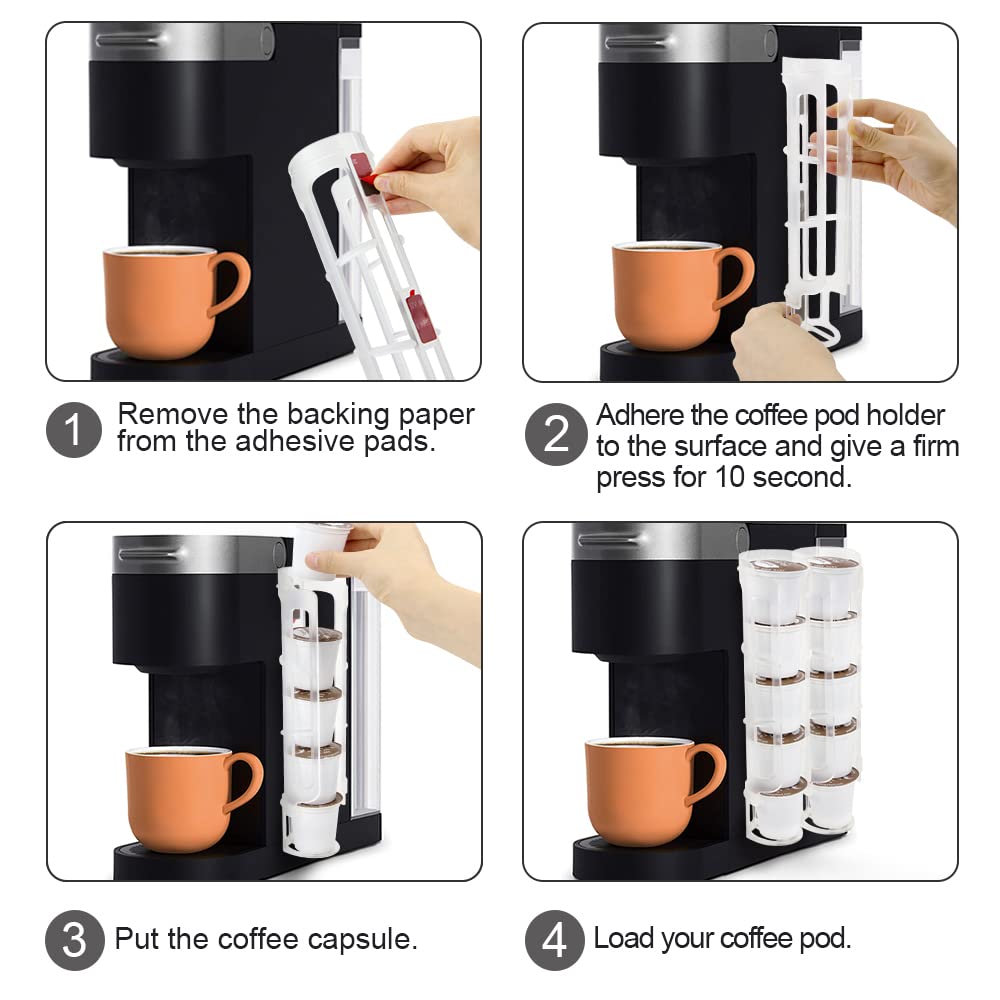 SUNGRACE K-Cup Coffee Pod Holder for Keurig, Side Mount Storage Organizer, Perfect for Small Counters (Transparent, 2 Pack for 10 K-Cups)