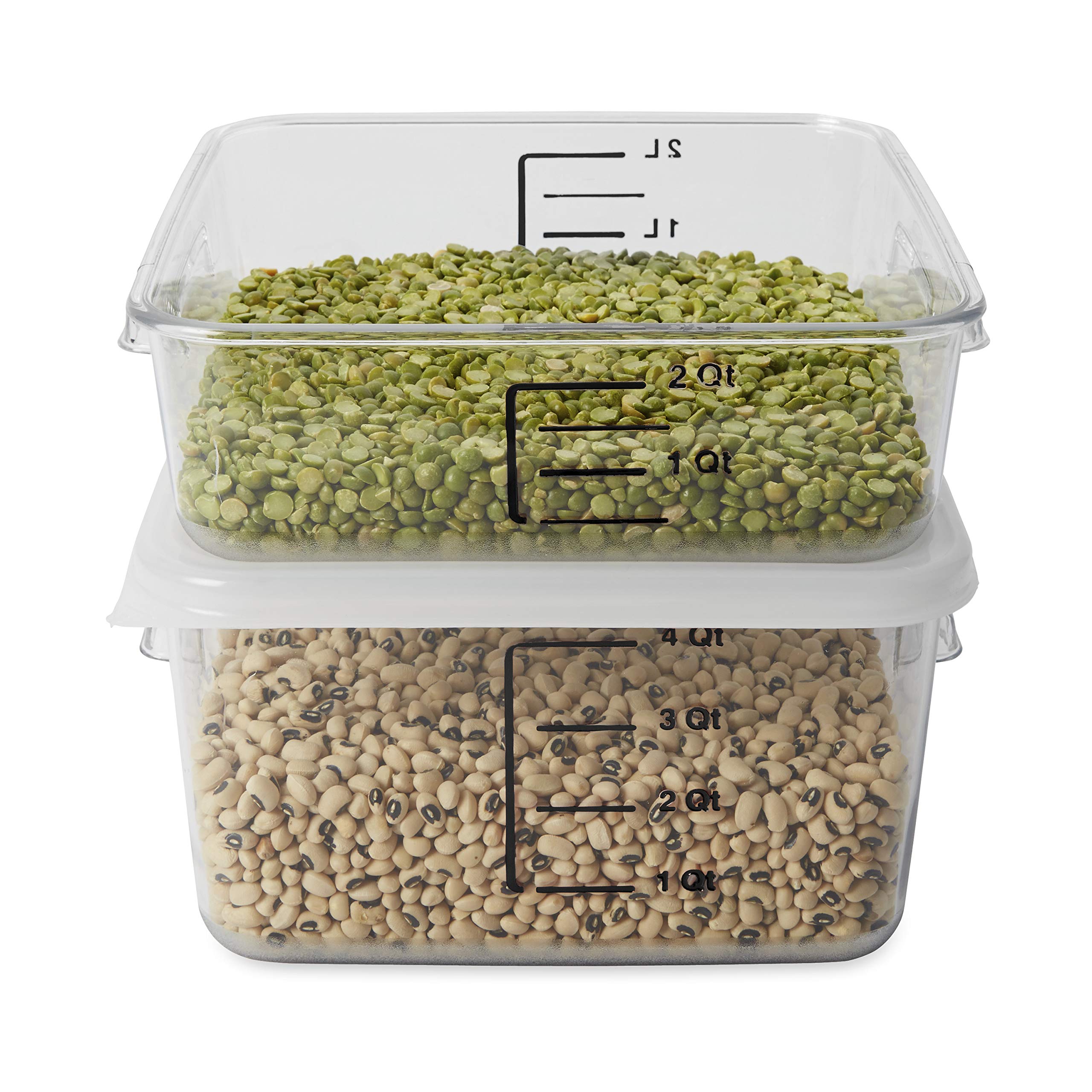 Rubbermaid Commercial Products-FG630400 Plastic Space Saving Square Food Storage Container For Kitchen/Sous Vide/Food Prep, 4 Quart, Clear, LID SOLD SEPARATELY (Pack of 2)