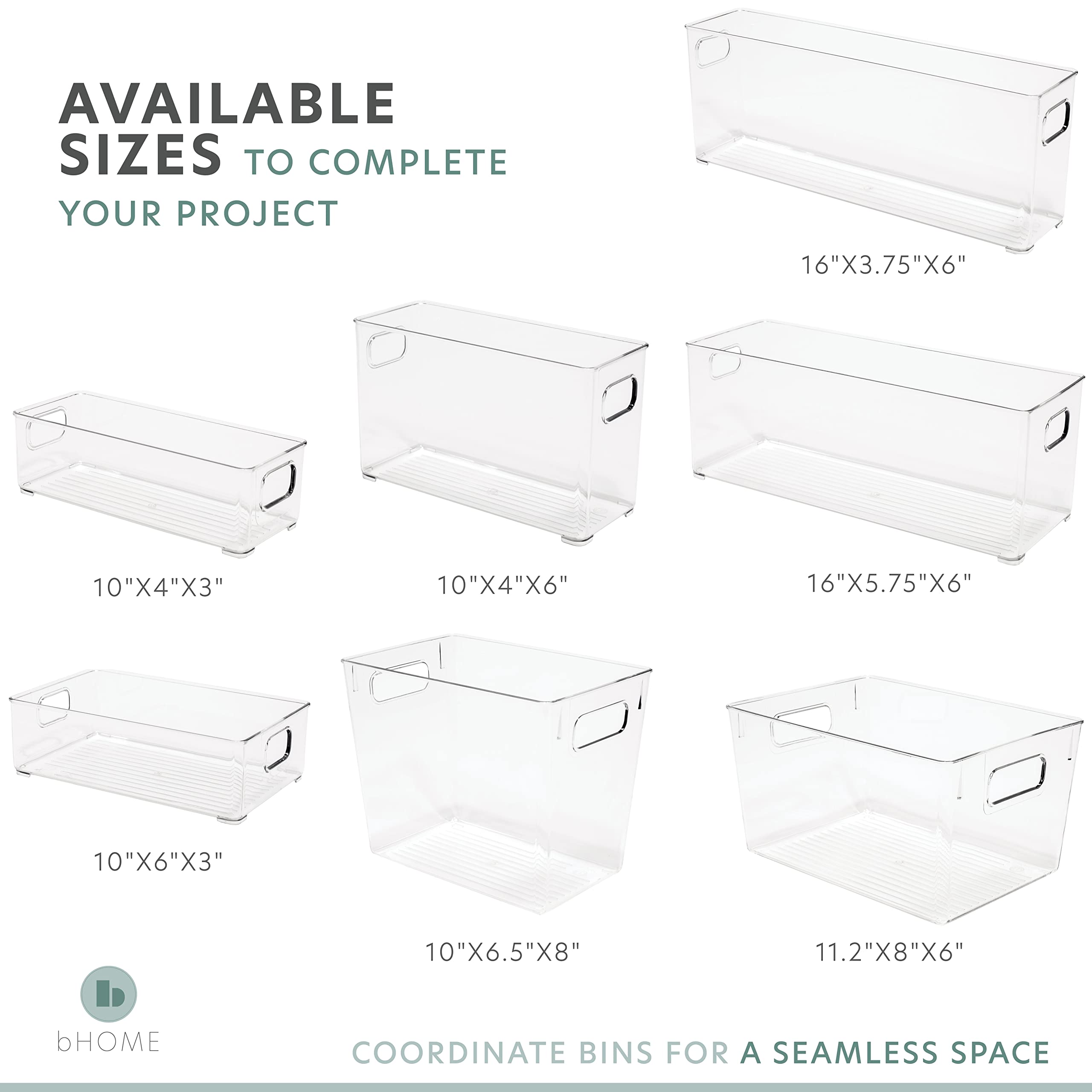 Clear Plastic Storage Bins, Stackable Pantry Organization and Storage Containers Clear Organizing Bins, Cabinet & Pantry Organizer Bins for Organizing Bathroom, Kitchen, Fridge, Freezer Organizer Bins