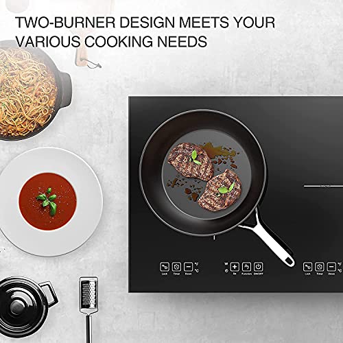 VBGK Double Induction Cooktop, 4000W Countertop Burner Hot Plate LCD Sensor Touch Energy-Saving Portable Induction Cooktops 2 Burner with Child Safety Lock & Timer, 110~120V