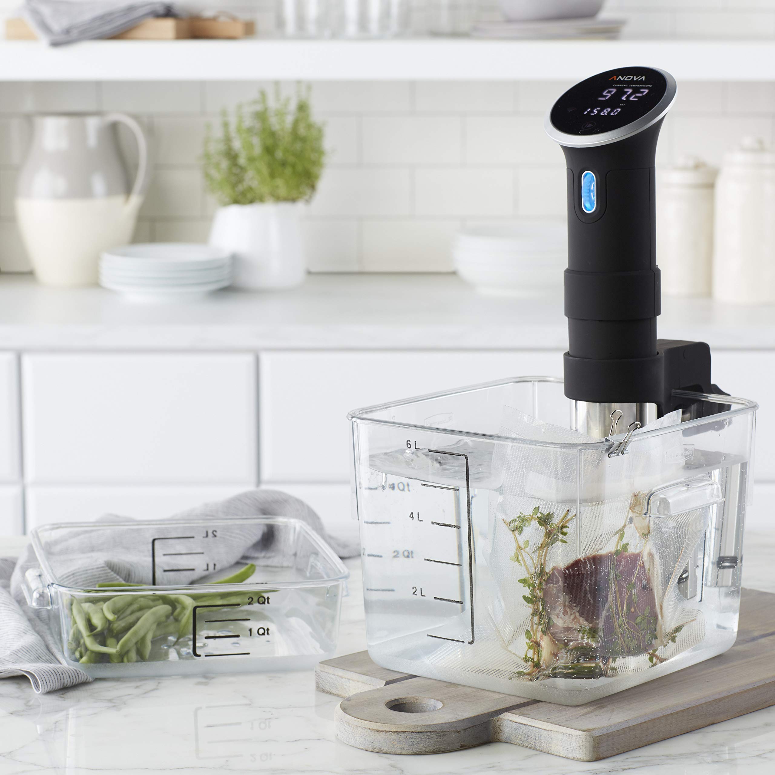 Rubbermaid Commercial Products-FG630400 Plastic Space Saving Square Food Storage Container For Kitchen/Sous Vide/Food Prep, 4 Quart, Clear, LID SOLD SEPARATELY (Pack of 2)