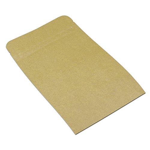 MITOB Mylar Bag Kraft Paper Foil Inner Self Standing Resealable Zipper Lock Pouch Food Stand Up Bags for Zip Packing Candy Biscuits Lock Food with Notch (200, 3.5x5.5 inch)