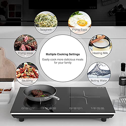 VBGK Double Induction Cooktop, 4000W Countertop Burner Hot Plate LCD Sensor Touch Energy-Saving Portable Induction Cooktops 2 Burner with Child Safety Lock & Timer, 110~120V