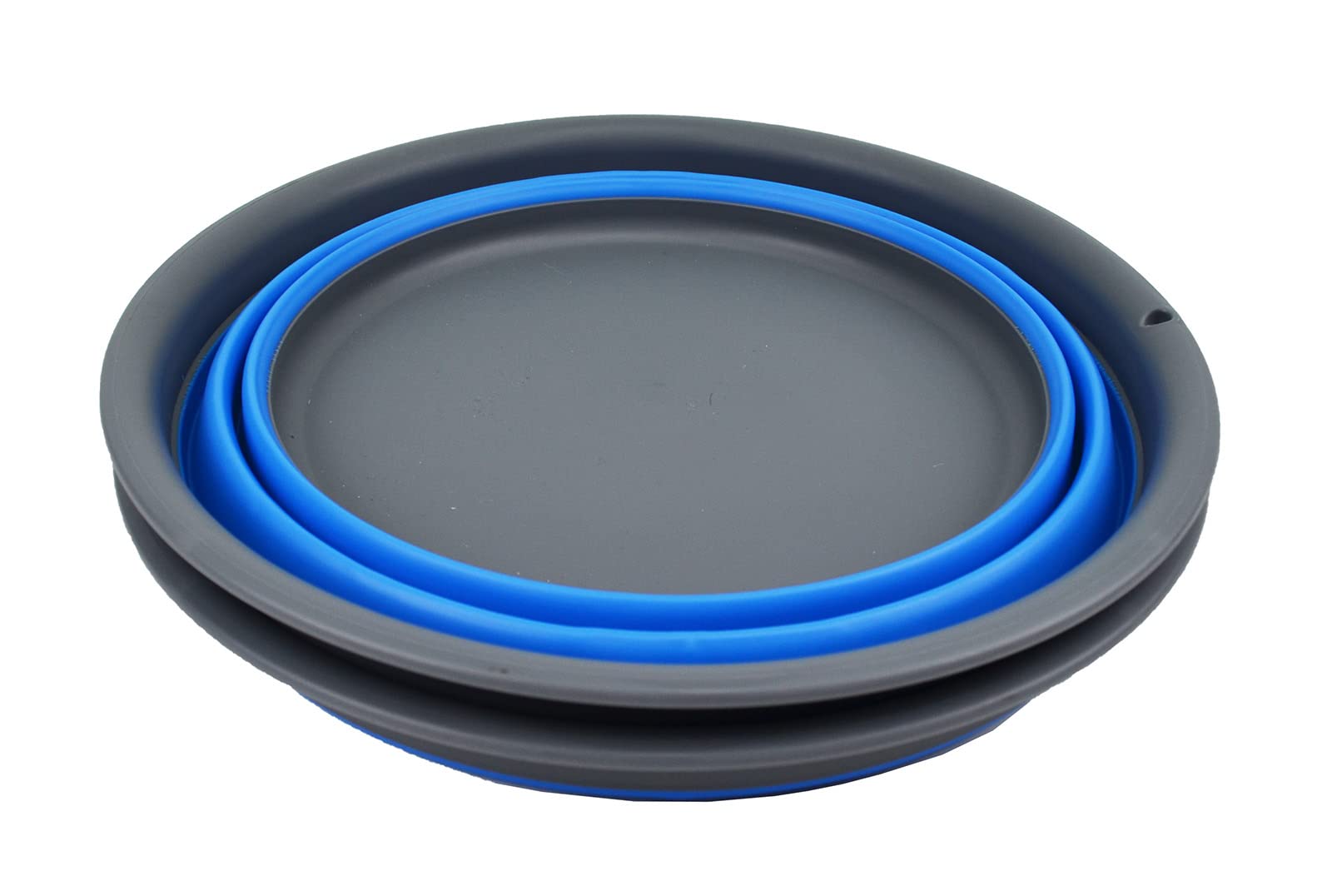 SAMMART 7.5L (1.98 Gallon) Collapsible Tub - Foldable Dish Tub - Portable Washing Basin - Space Saving Plastic Washtub (Grey/Blue (Set of 2))