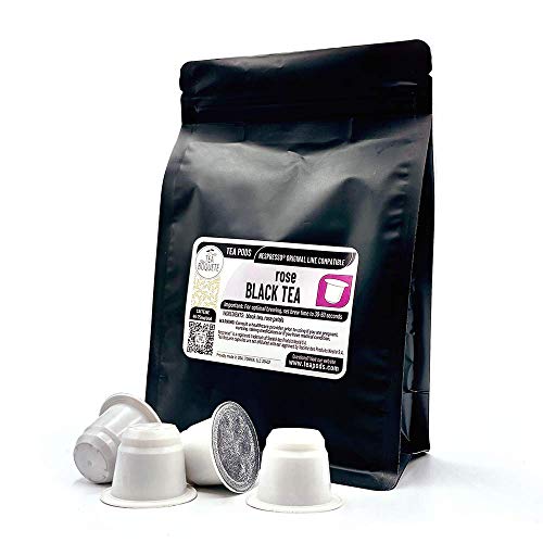 18 Rose black tea pods Nespresso OriginalLine compatible, single-serve mint tea capsules for Nespresso OriginalLine coffee brewing machines