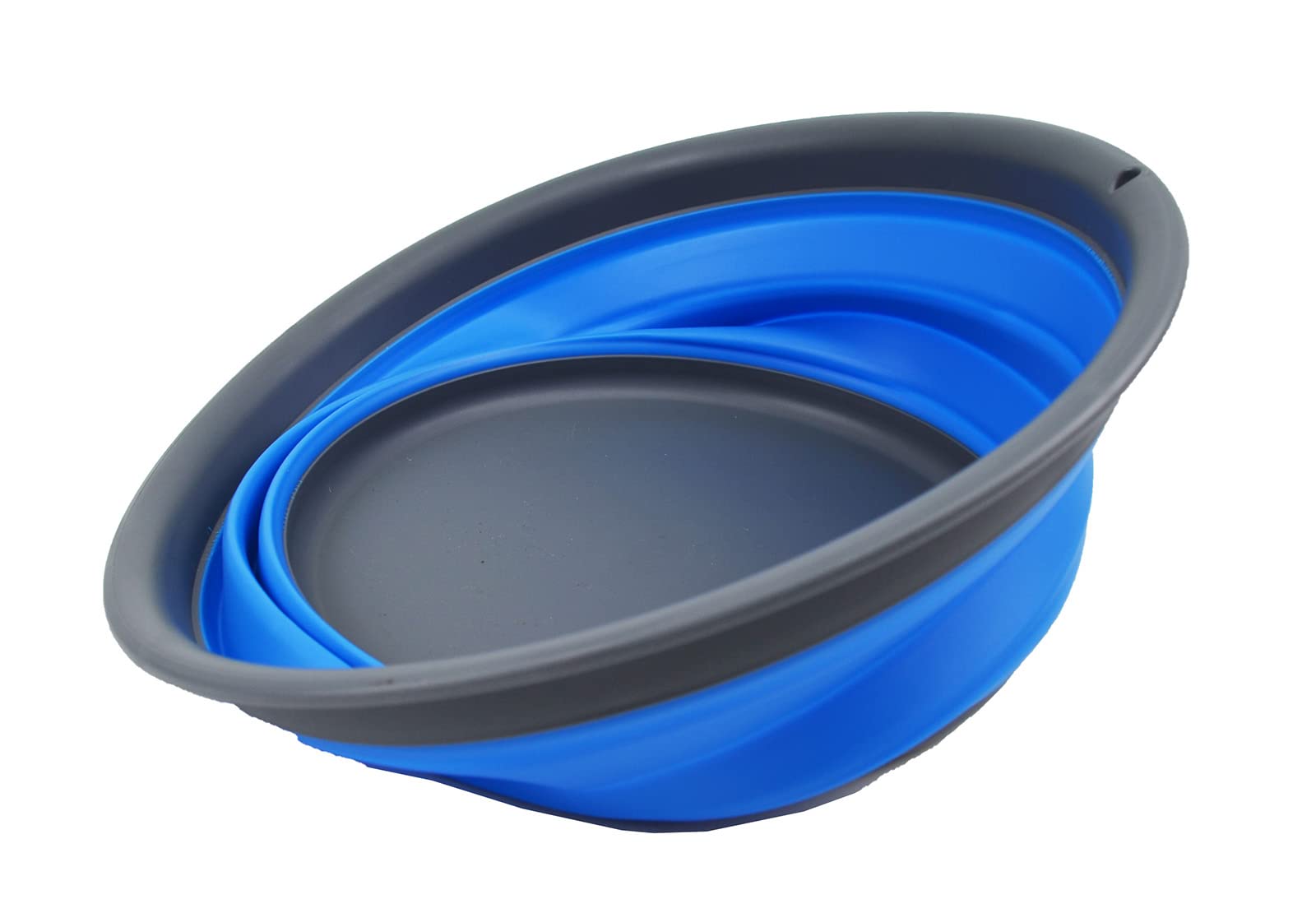 SAMMART 7.5L (1.98 Gallon) Collapsible Tub - Foldable Dish Tub - Portable Washing Basin - Space Saving Plastic Washtub (Grey/Blue (Set of 2))