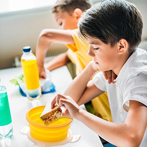 Nuenen Set of 8 Collapsible Food Storage Containers with Lids Silicone Flat Collapsible Bowls for Stacks Travel Camping Meal Prep Container for Kitchen, Freezer Microwave Dishwasher Safe (Round)