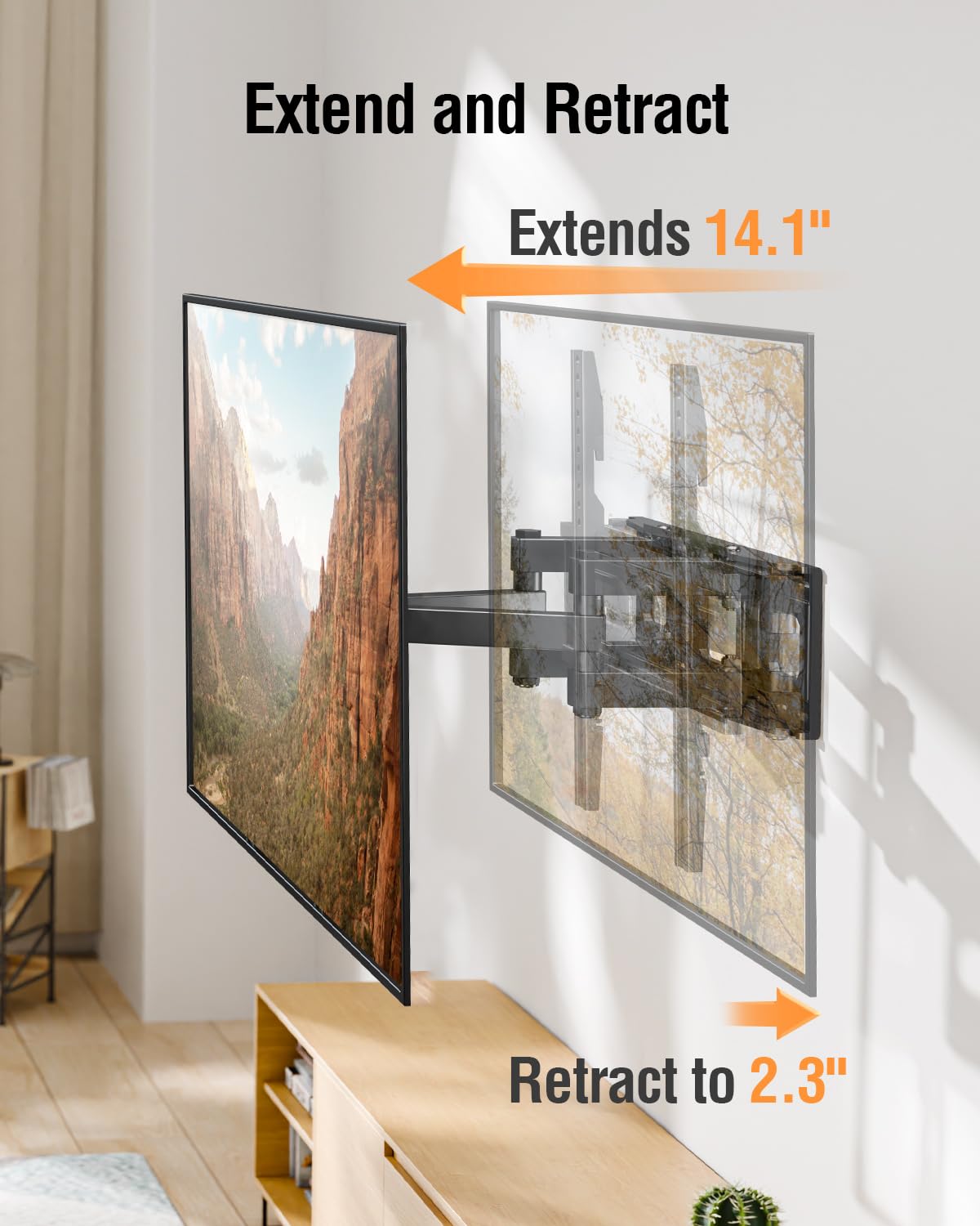 ELIVED Full Motion TV Mount TV Wall Mount Swivel and Tilt for Most 26-55 Inch TVs, Wall Mount TV Bracket with Dual Articulating Arms, Max VESA 400x400, 88 lbs. Loading, 16" Studs