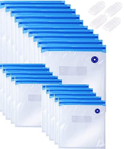 Sous Vide Bags,40 PCS Reusable Vacuum Sealer bags for food,2 Size Vacuum Zipper Bags with 4 Sealing Clips for Anova and Joule Cookers, Food Saver Freezer Bags