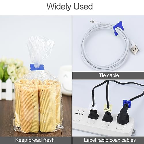 100 Pieces Reusable Blue Plastic Bread Clips Keep Your Food Fresh, Food Storage Bag Clips 7/8 x 1 Inches
