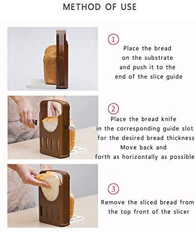 Bread Slicer,Bread Slicer for Homemade,Bread Loaf Cutter Machine - Foldable Adjustable Brown Plastic Bread Machine,Kitchen Fittings be used for Sandwich Cutter toast Bagel Slicer