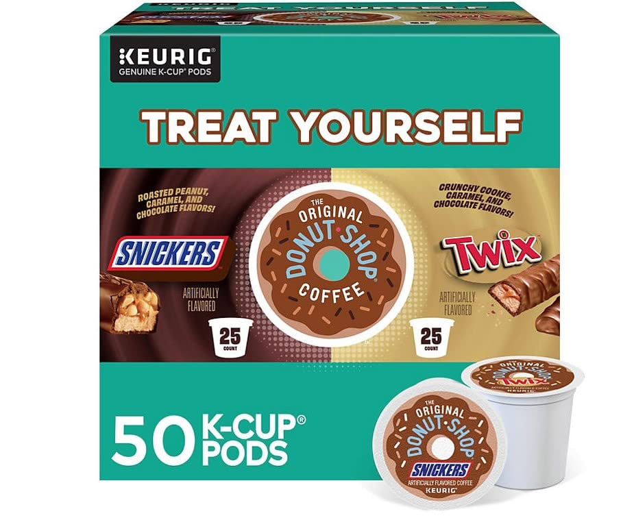 The Original Donut Shop Treat Yourself Variety Pack: Snickers and Twix K-Cup (50 ct.)