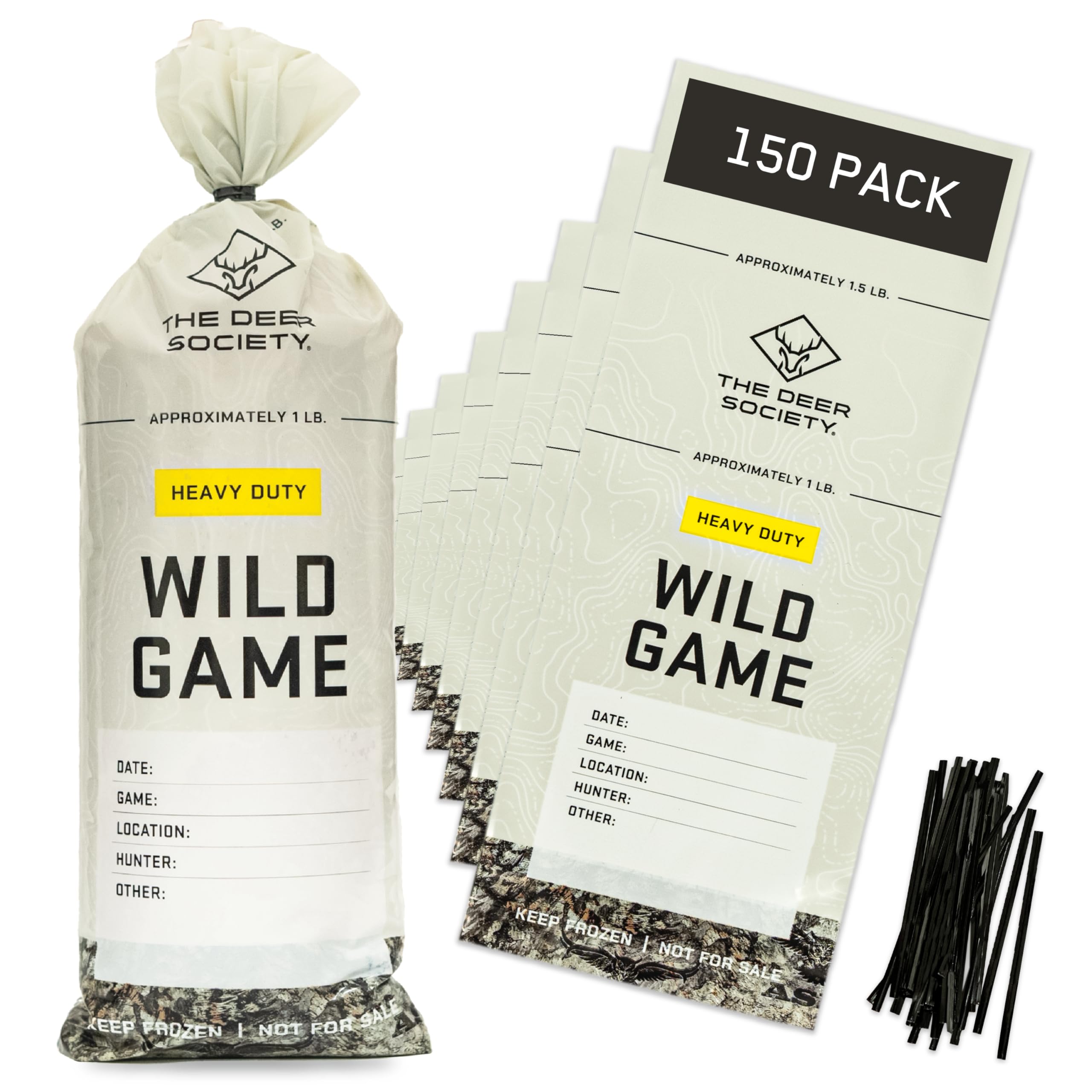 Extra Thick Wild Game Bags for Freezer Storage [150 pk ] | Extra Strong | 2.6 Mil Thickness | Meat Bags For Ground Meat | Deer Society | Illusion Outdoor Systems | Protect Your Game Meat