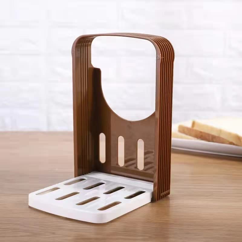 Bread Slicer,Bread Slicer for Homemade,Bread Loaf Cutter Machine - Foldable Adjustable Brown Plastic Bread Machine,Kitchen Fittings be used for Sandwich Cutter toast Bagel Slicer