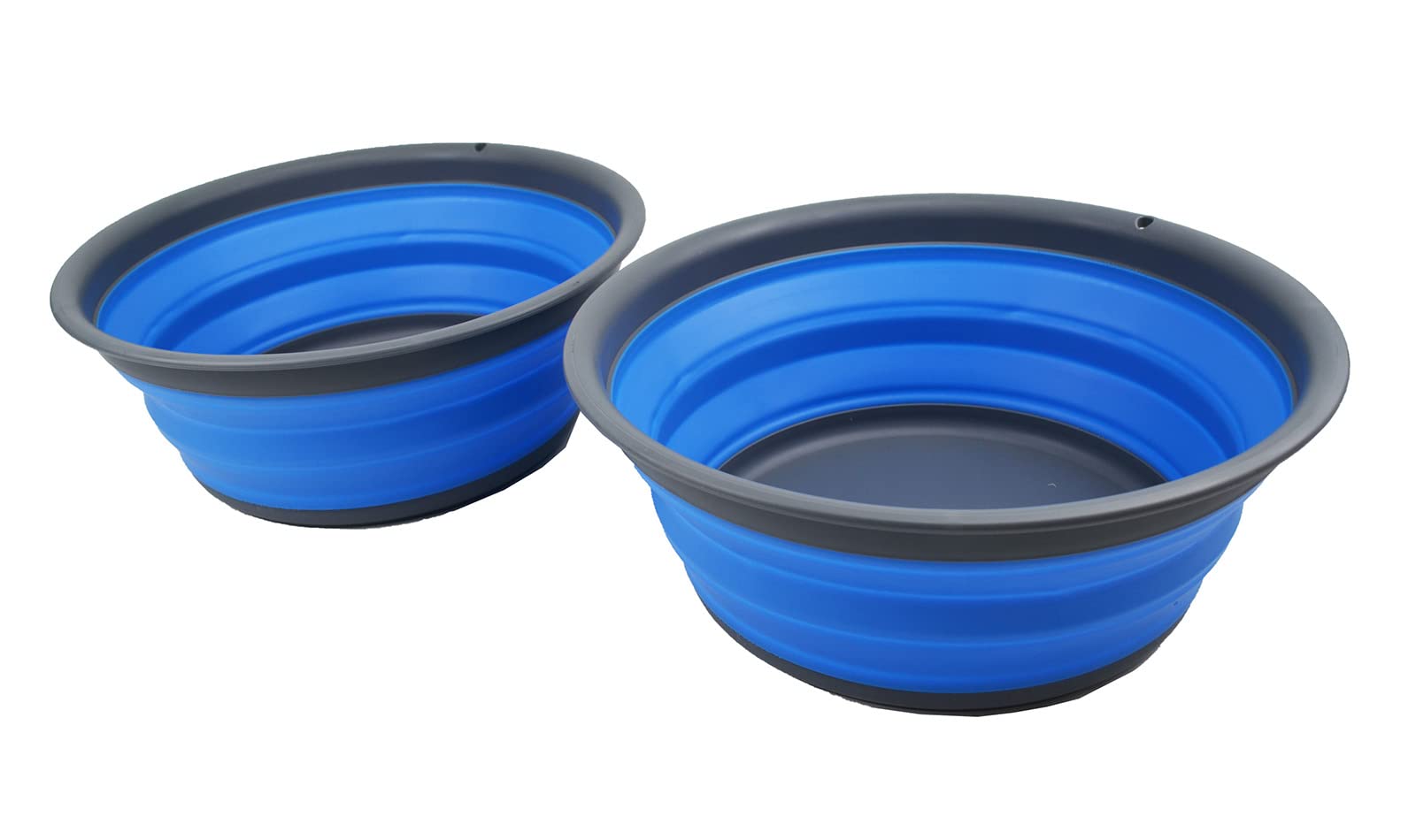 SAMMART 7.5L (1.98 Gallon) Collapsible Tub - Foldable Dish Tub - Portable Washing Basin - Space Saving Plastic Washtub (Grey/Blue (Set of 2))