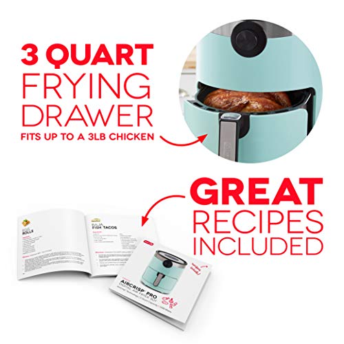Dash DMAF360GBBK02 Aircrisp® Pro Digital Air Fryer + Oven Cooker with Digital Display + 8 Presets, Temperature Control, Non Stick Fry Basket, Recipe Guide + Auto Shut Off Feature, 3qt, Black