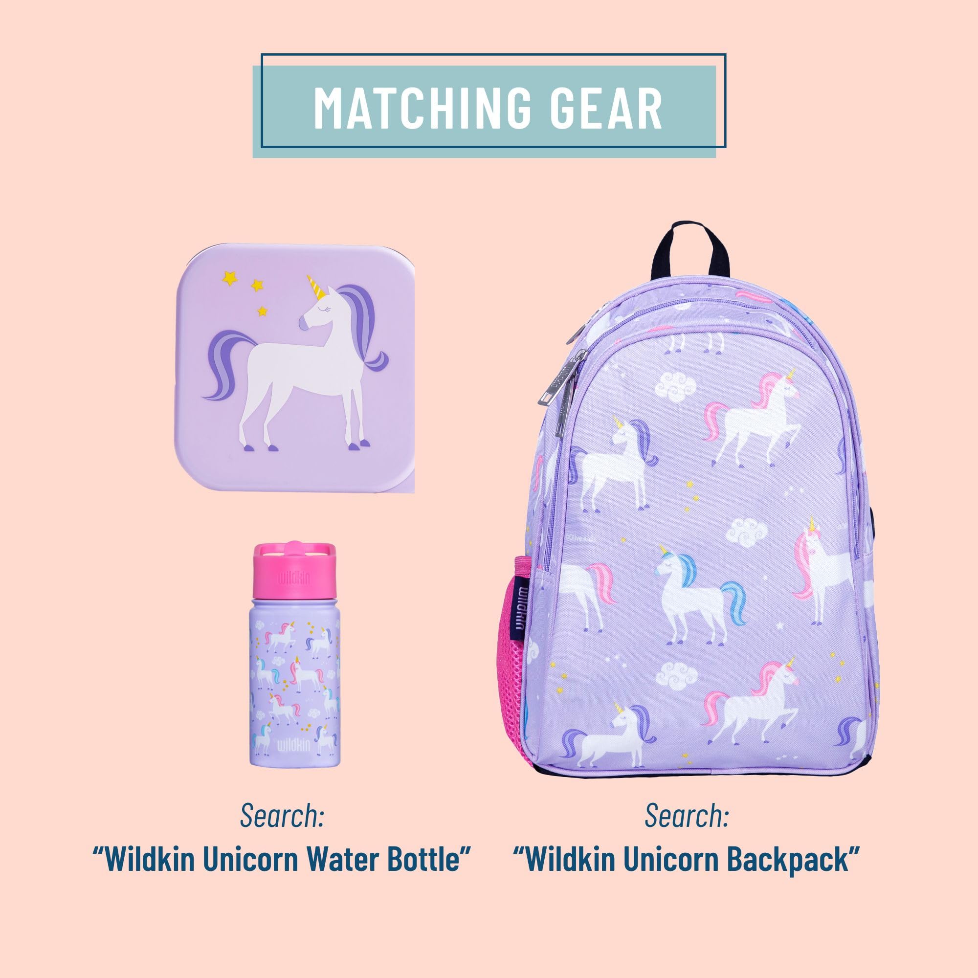 Wildkin Nesting Food Containers for Kids β Stackable, Airtight & Dishwasher Safe - Set of 3 - Unicorn