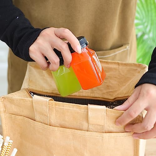 Moretoes 20pcs 4oz Small Juice Bottles Mini Plastic Bottles for Liquids, Empty Ginger Bottles with Caps Reusable Water Containers with Tamper Proof Lids Black for Milk Smoothies and Other Beverages