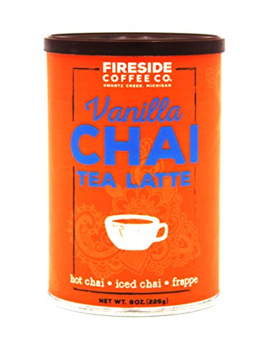 Fireside Coffee Company - Vanilla Chai Tea Latte - 2 Pack of 8 oz Canisters - Easy Instant Flavored Chai Tea Served as Hot Chai, Iced Chai, or Frappe - Vanilla Chai Tea Latte