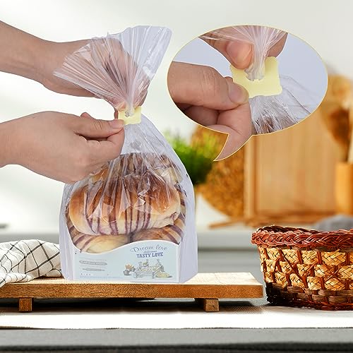 100 Pcs Reusable Plastic Bread Clips - Keep Your Food Fresh with 7/8 x 7/8 inches Food Bag Clips (Yellow)