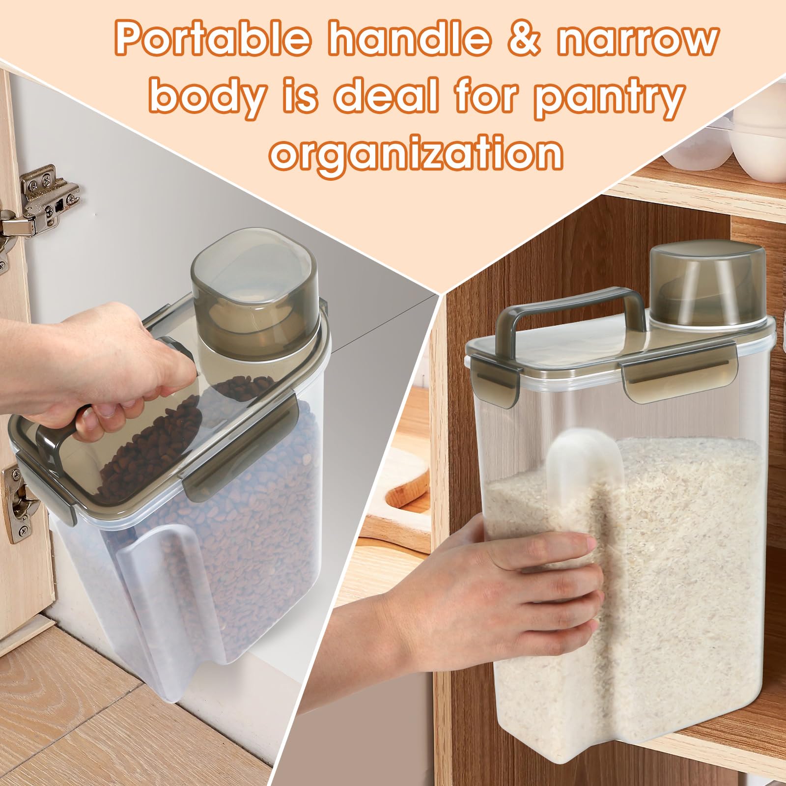 TBMAXS Rice Storage Container 10 Lbs, Airtight Food Dispenser with Large Spout and Cup for Rice, Cereal, Flour, Oatmeal, Pet Dog Cat Food Storage