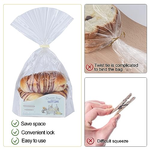 100 Pcs Reusable Plastic Bread Clips - Keep Your Food Fresh with 7/8 x 7/8 inches Food Bag Clips (Yellow)