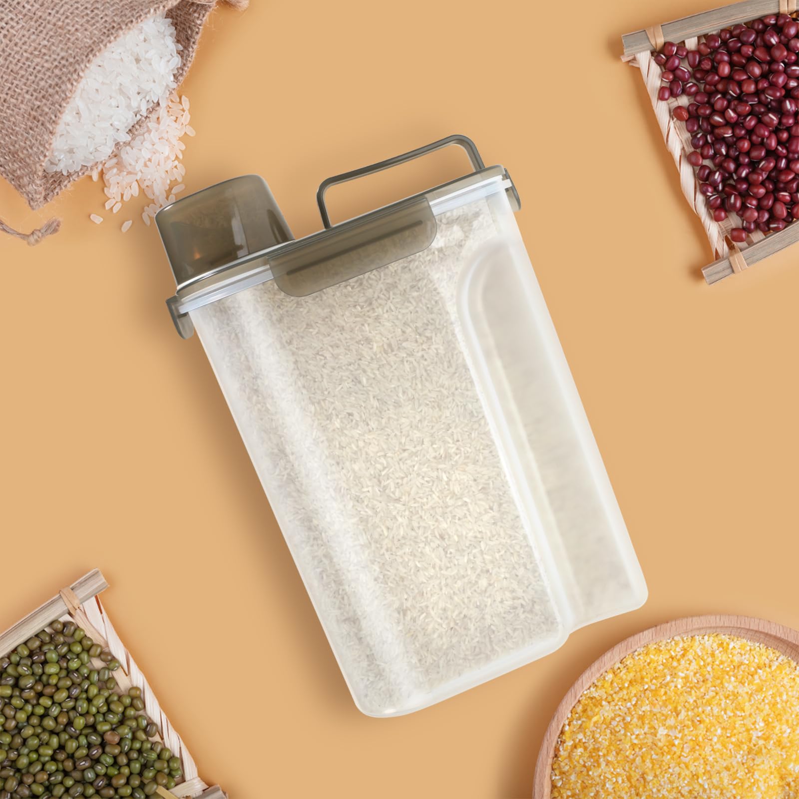 TBMAXS Rice Storage Container 10 Lbs, Airtight Food Dispenser with Large Spout and Cup for Rice, Cereal, Flour, Oatmeal, Pet Dog Cat Food Storage