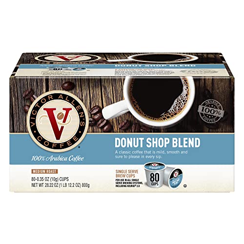 Victor Allen's Coffee Donut Shop Blend, Medium Roast, 80 Count, Single Serve Coffee Pods for Keurig K-Cup Brewers