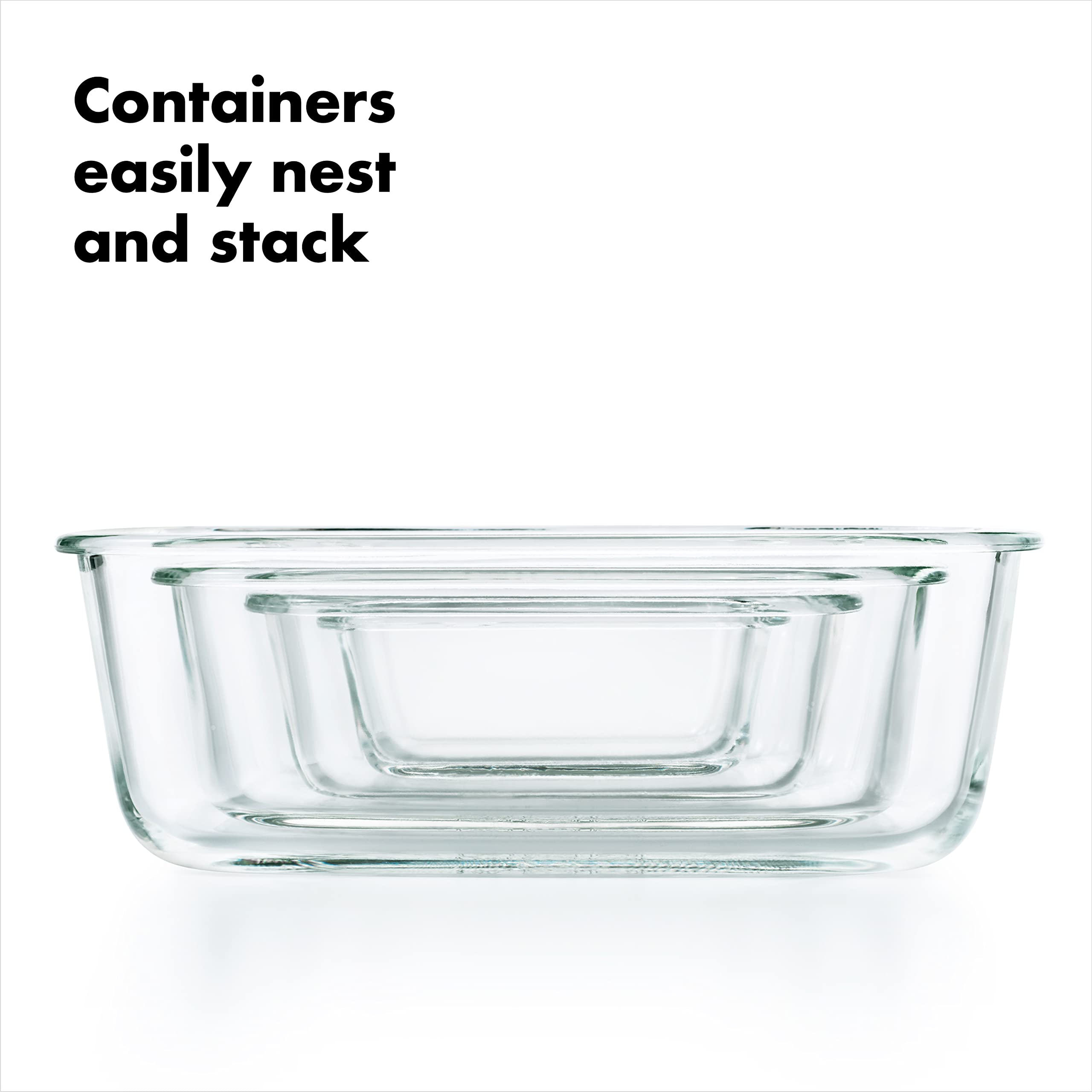 OXO Good Grips 1.6 Cup Smart Seal Leakproof Glass Rectangle Food Storage Container (Pack of 2)