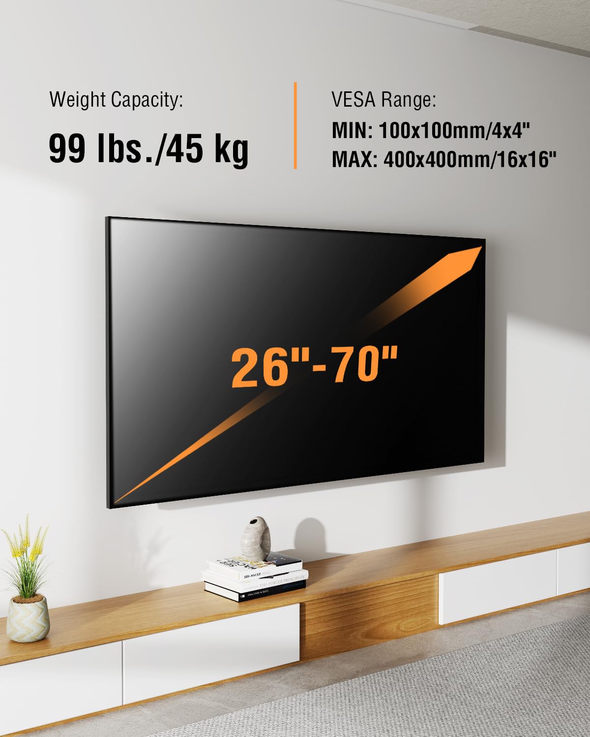 ELIVED Full Motion TV Mount TV Wall Mount Swivel and Tilt for Most 26-55 Inch TVs, Wall Mount TV Bracket with Dual Articulating Arms, Max VESA 400x400, 88 lbs. Loading, 16" Studs