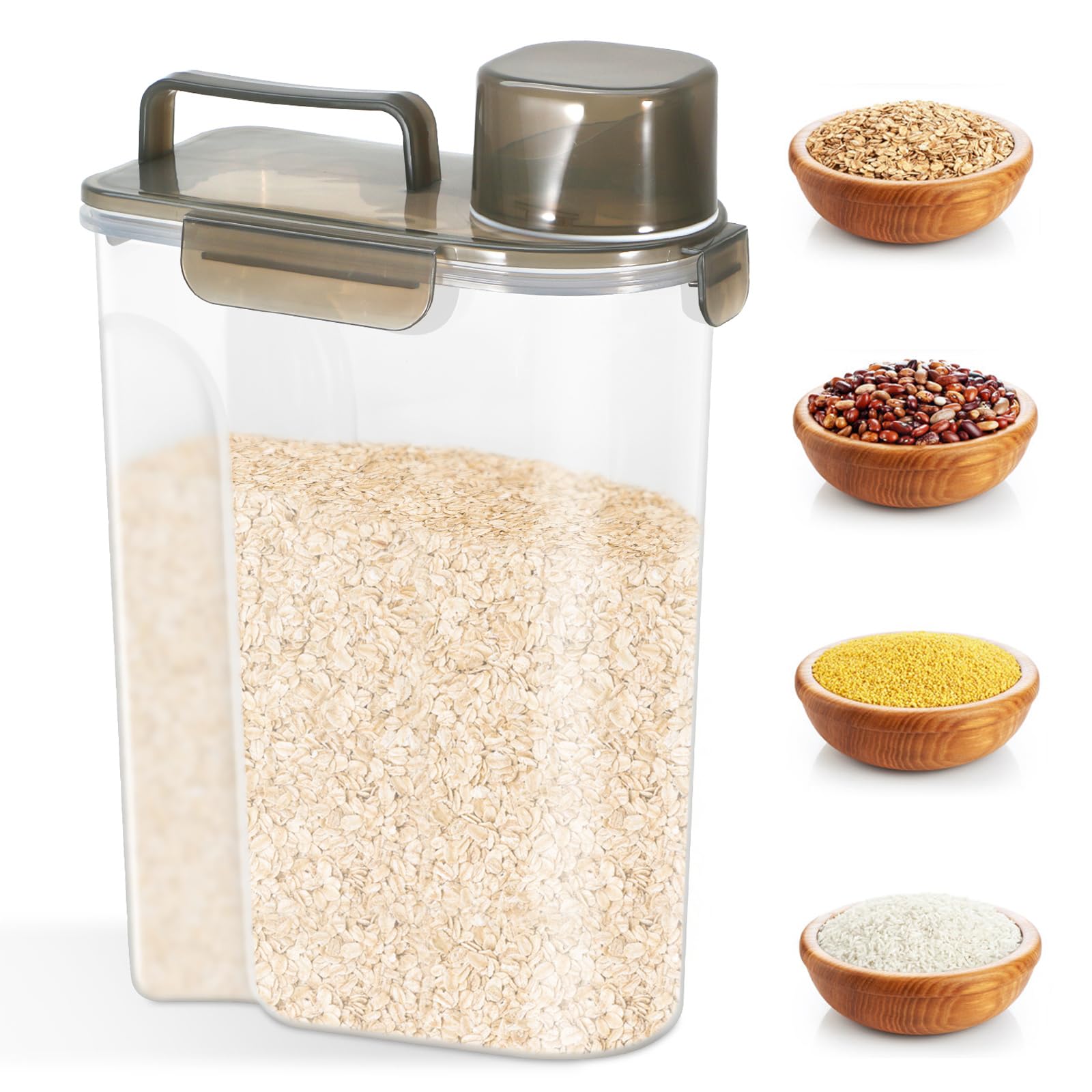 TBMAXS Rice Storage Container 10 Lbs, Airtight Food Dispenser with Large Spout and Cup for Rice, Cereal, Flour, Oatmeal, Pet Dog Cat Food Storage