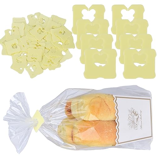 100 Pcs Reusable Plastic Bread Clips - Keep Your Food Fresh with 7/8 x 7/8 inches Food Bag Clips (Yellow)