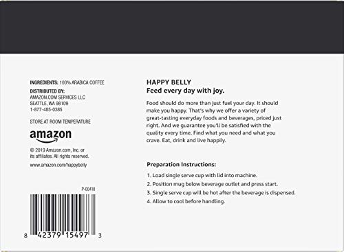 Amazon Brand - Happy Belly Dark Roast Coffee Pods, Compatible with Keurig 2.0 K-Cup Brewers